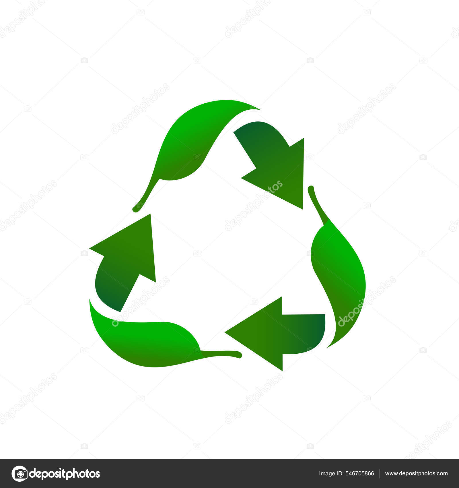 Reciclar Símbolo Icono Con Hoja Verde Reciclaje Eco Signo Ilustración ...