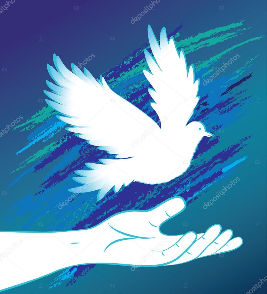 Hand image and bird, pigeon, dove. — Stock Vector © svetap #21142155
