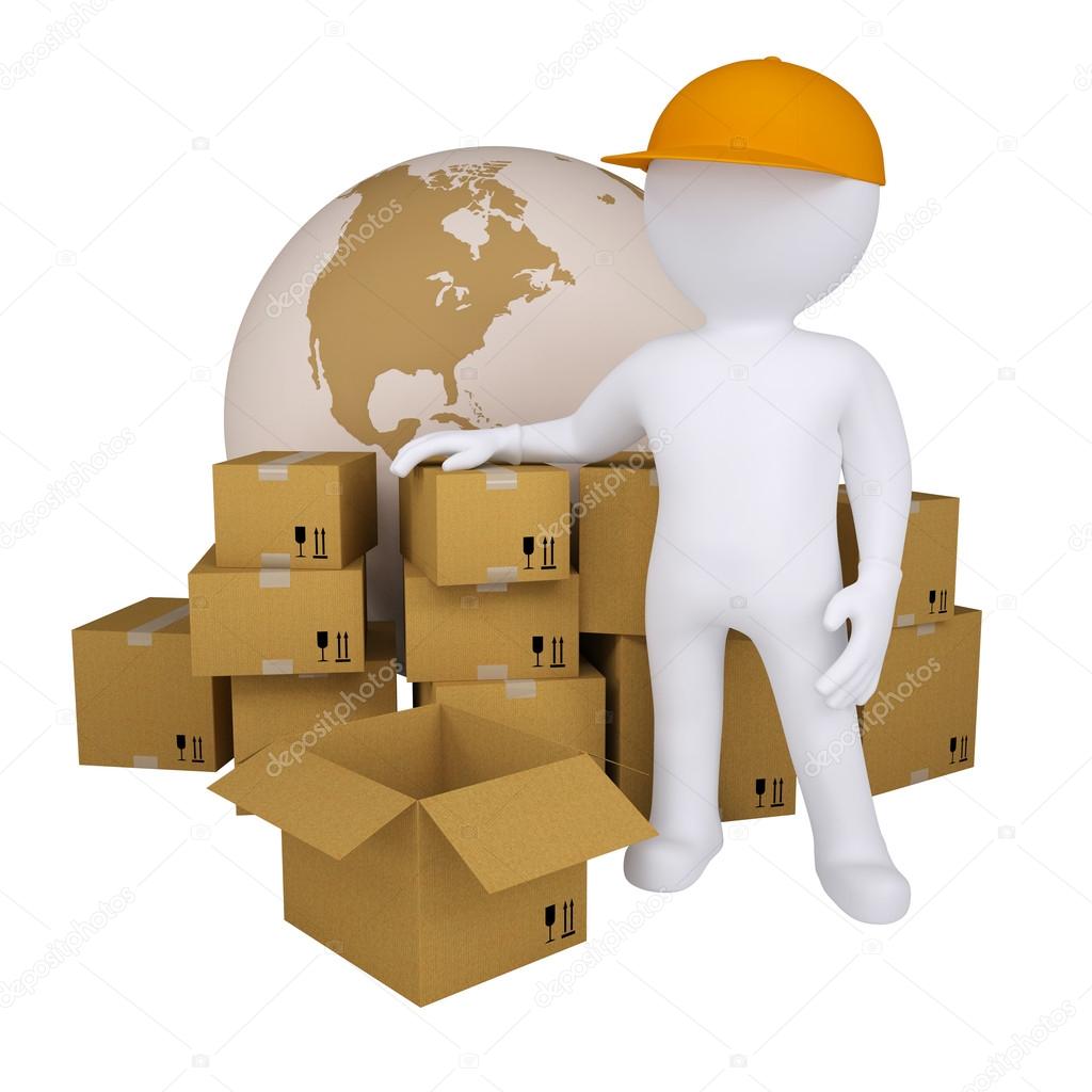 3d man standing near the boxes — Stock Photo © cherezoff #21083481
