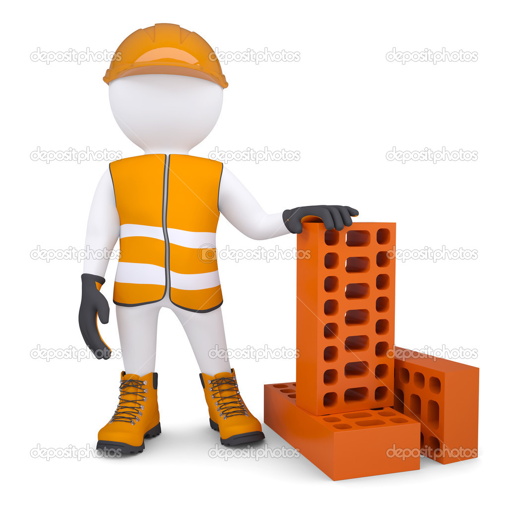 3d man in the form of building with bricks — Stock Photo © cherezoff ...