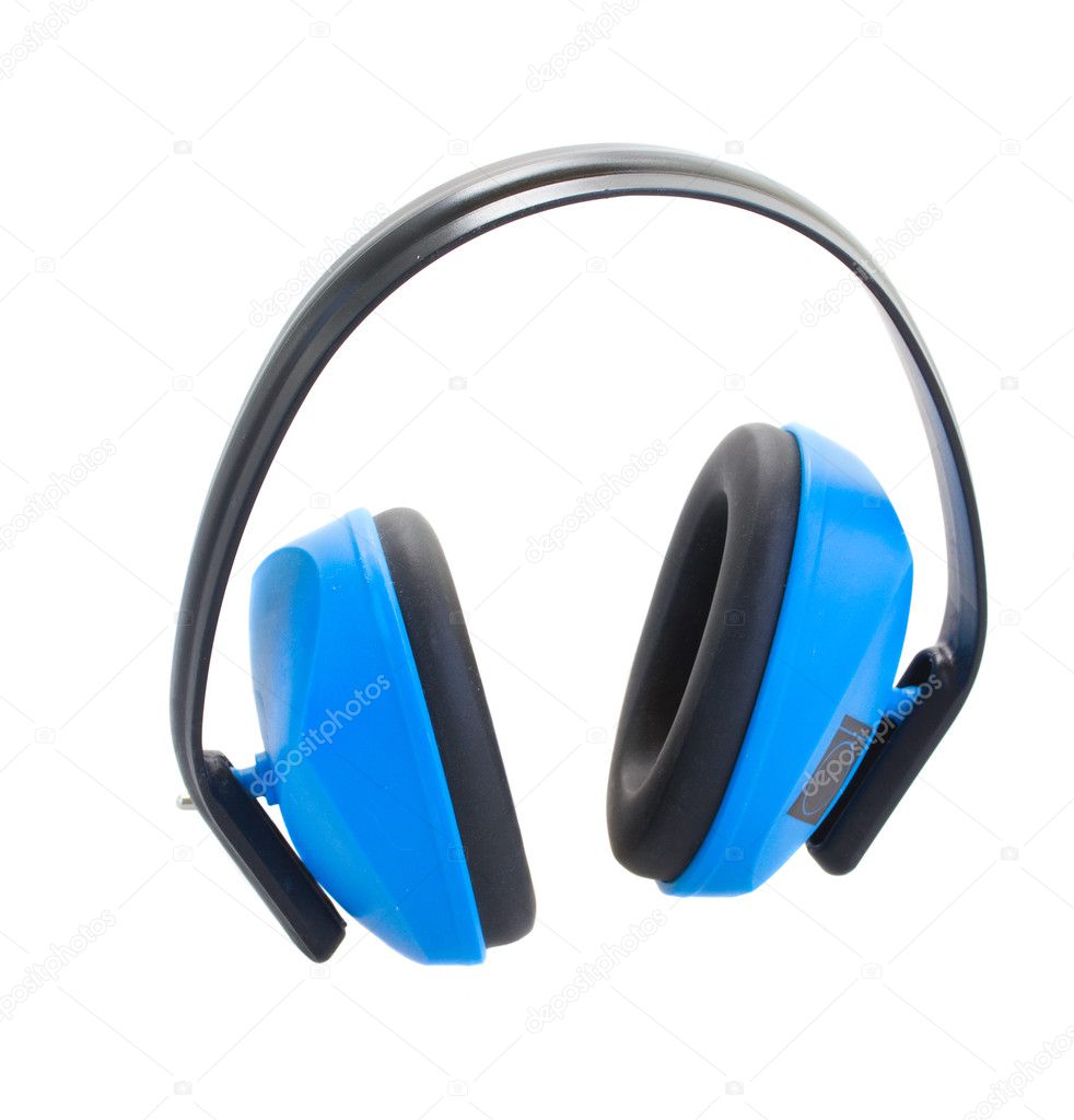 Hearing protection blue ear muffs Stock Photo by ©Neirfys 32876489