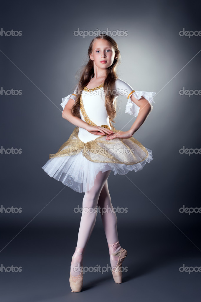 Graceful long-haired ballerina posing at camera — Stock Photo © Wisky ...