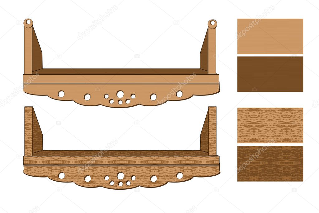 Wooden shelves on a white background. vector illustration Stock Vector ...