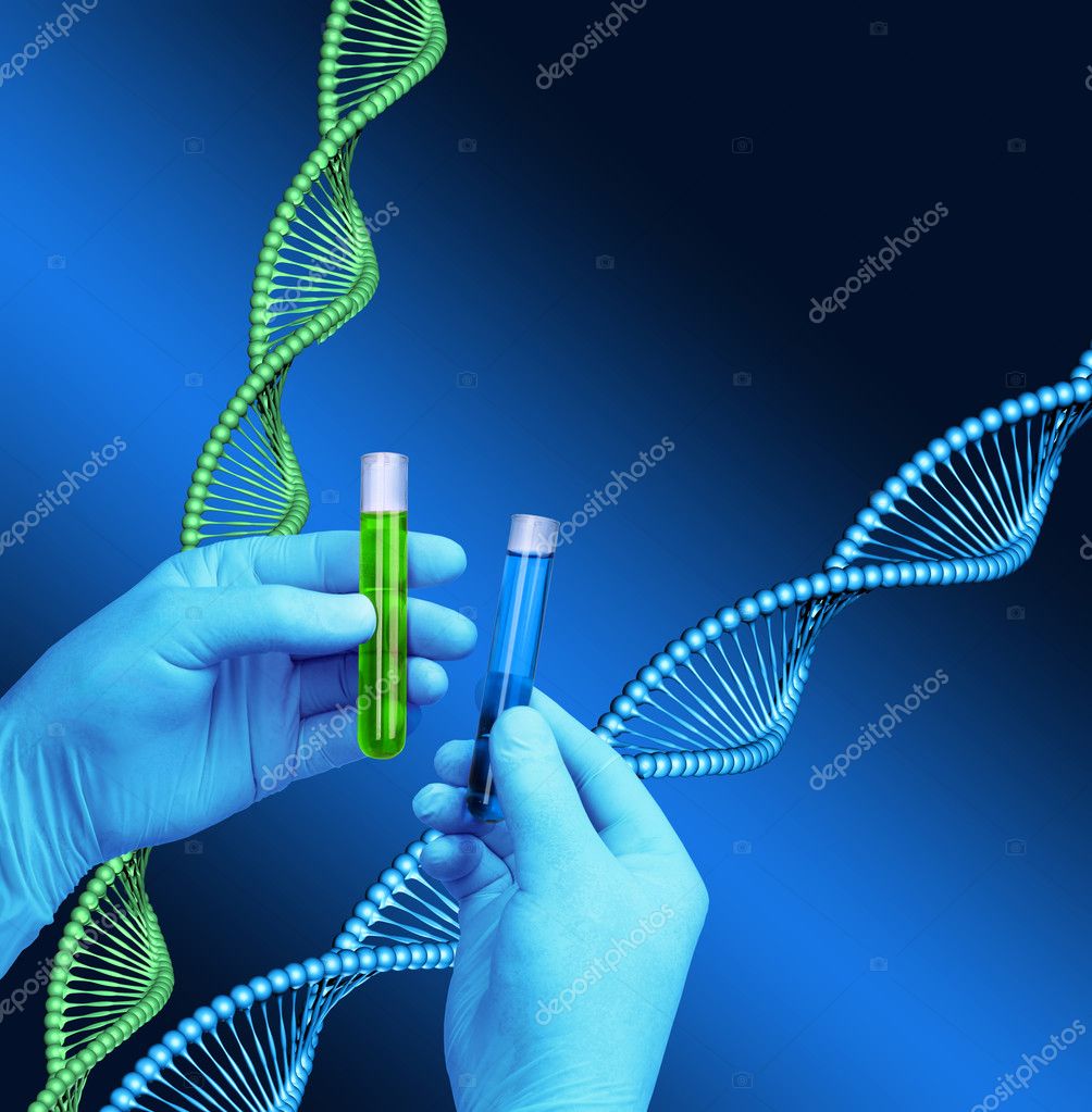 Test tubes laboratory DNA helix model — Stock Photo © anterovium #25865835