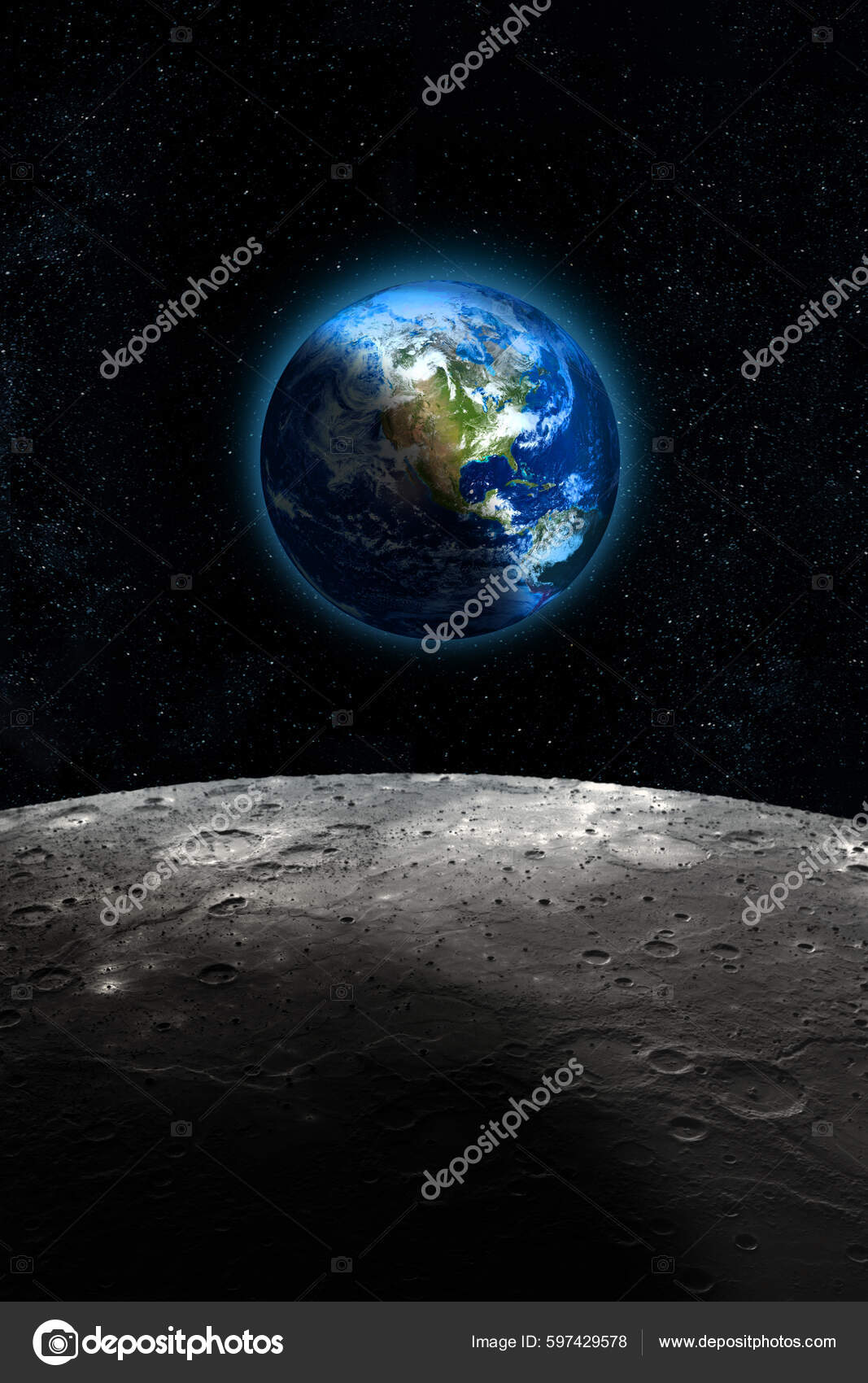 Half Earth Wallpaper Half Planet Earth Seen Moon Dark Starry Space Sky