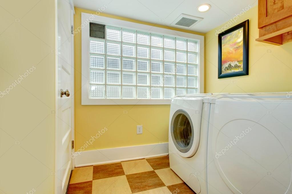 Laundry room with glass block window — Stock Photo © iriana88w #44904755