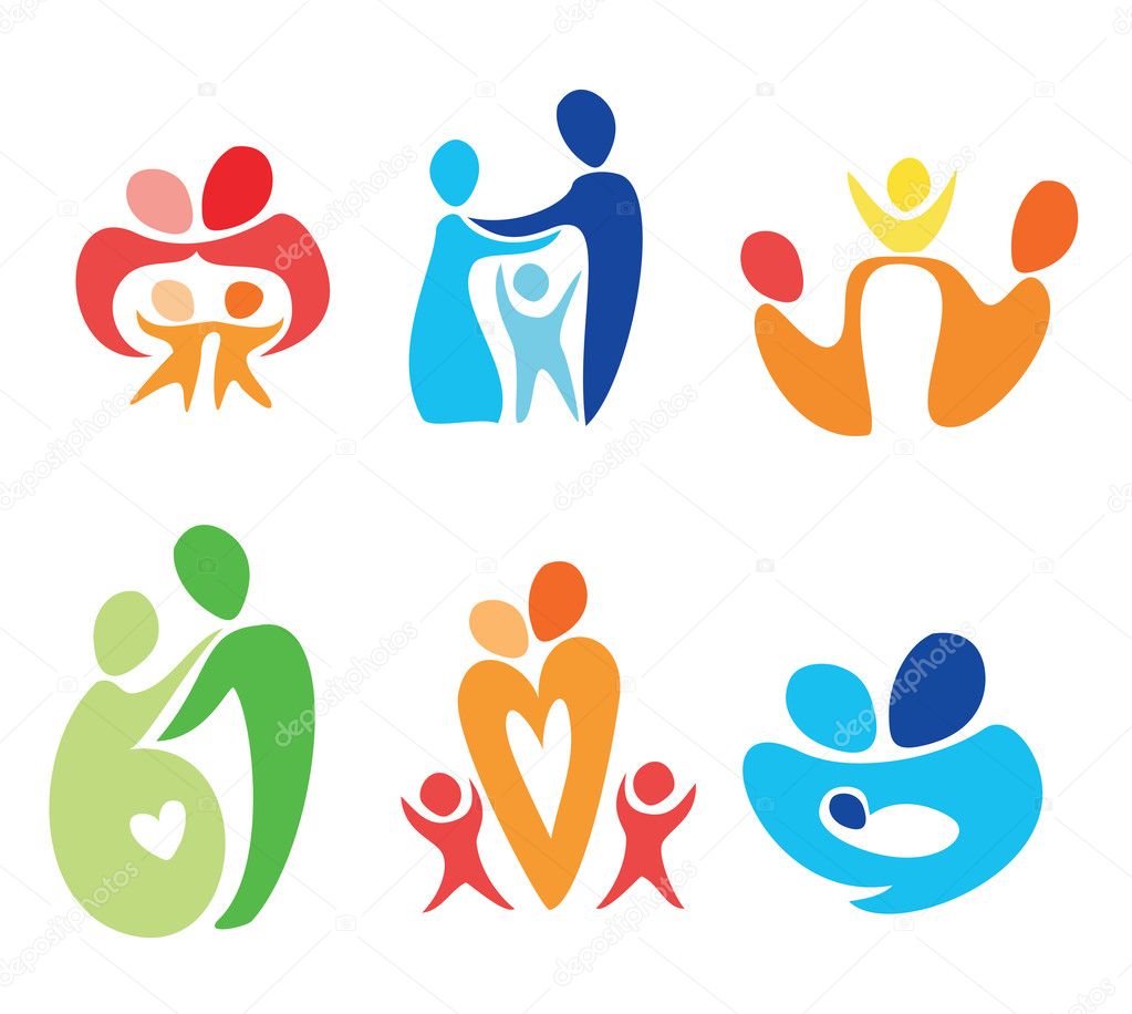 Conjunto de iconos de familia feliz — Vector de stock © baldyrgan #33896031