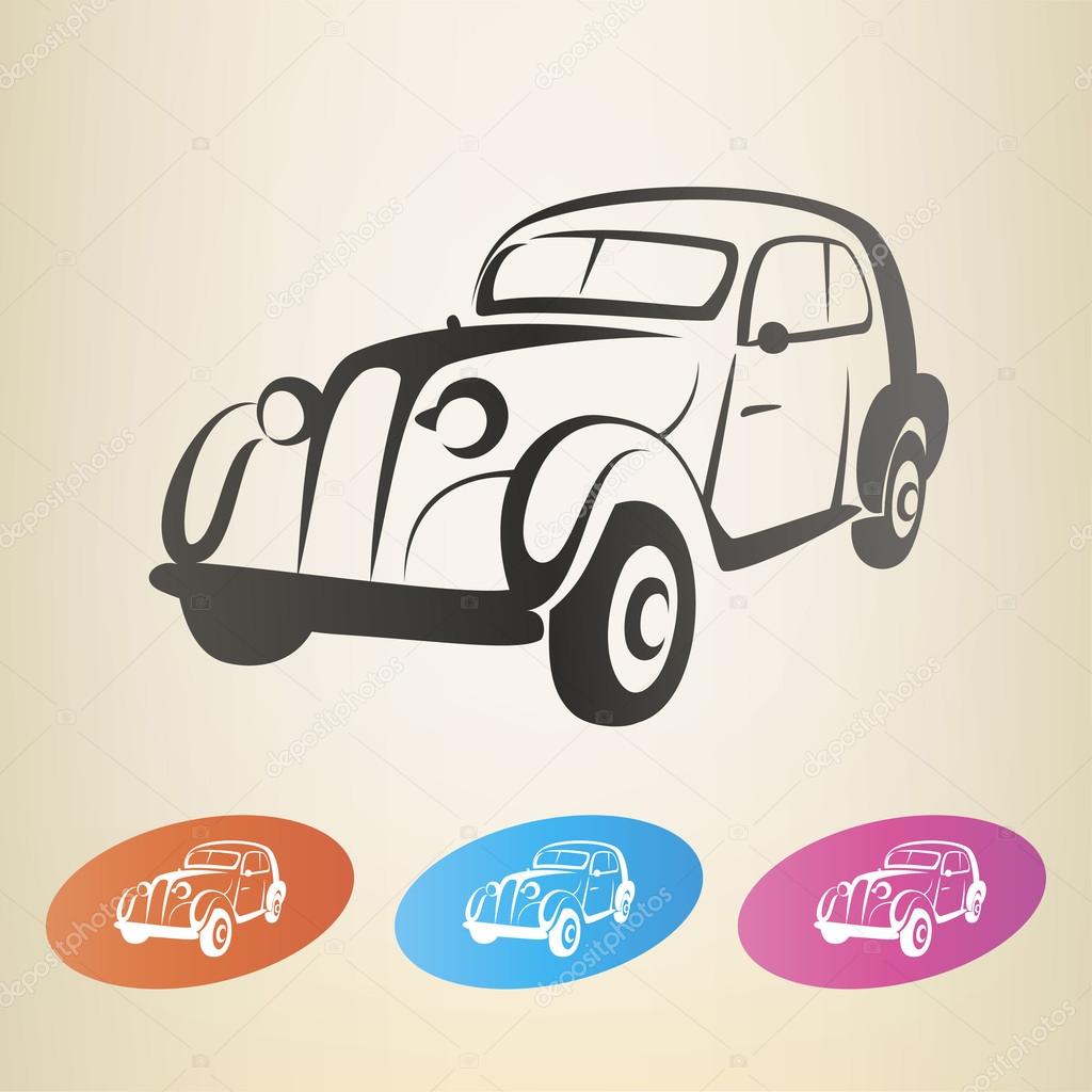 Old retro car vector symbol Stock Vector Image by ©baldyrgan #39188277