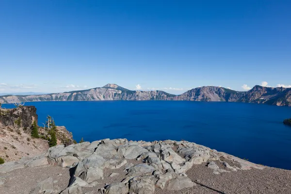Dramatic High Elevation View Deep Blue Crater Lake Wizard Island Stock ...
