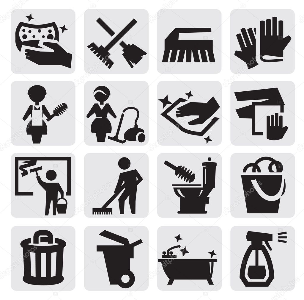 Cleaning icons — Stock Vector © bioraven #13268062