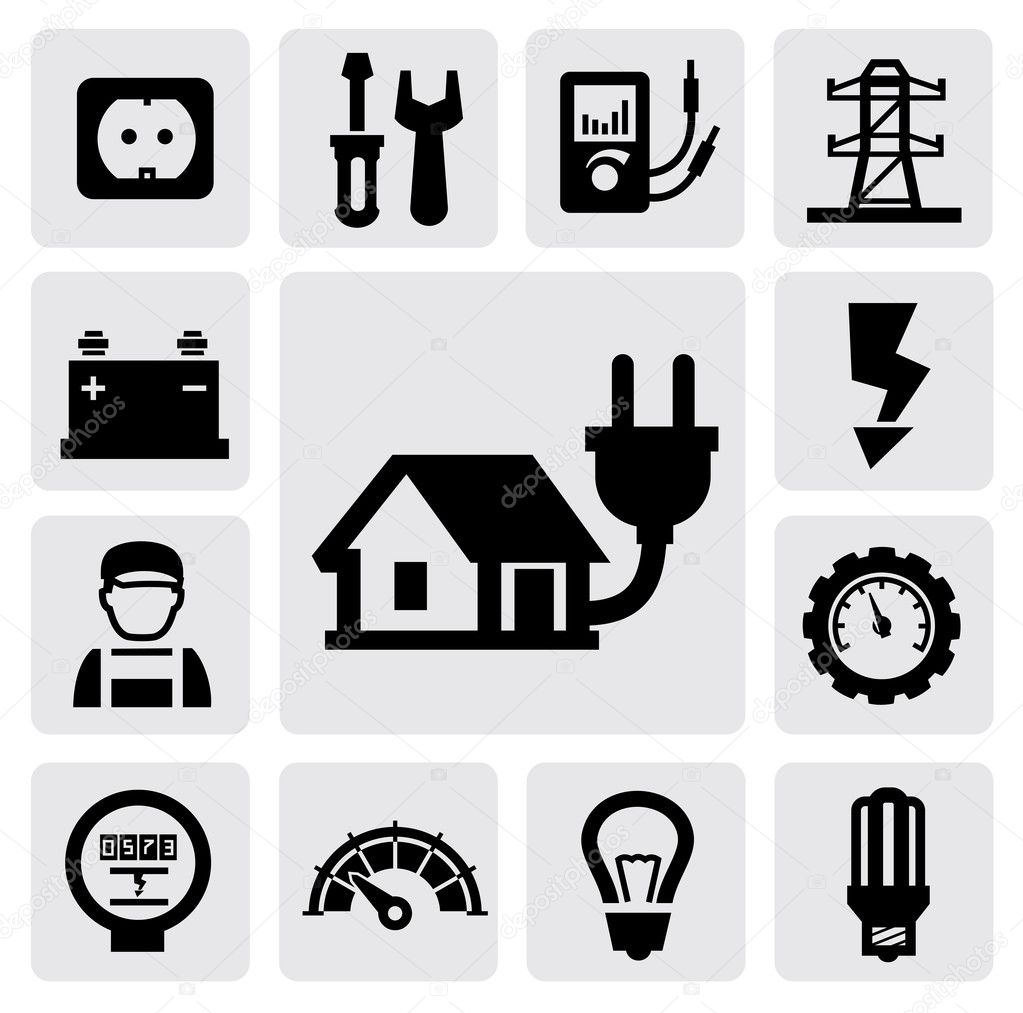 Electricity icons — Stock Vector © bioraven #18377011 Electricity icons — Stock Vector © bioraven #18377011