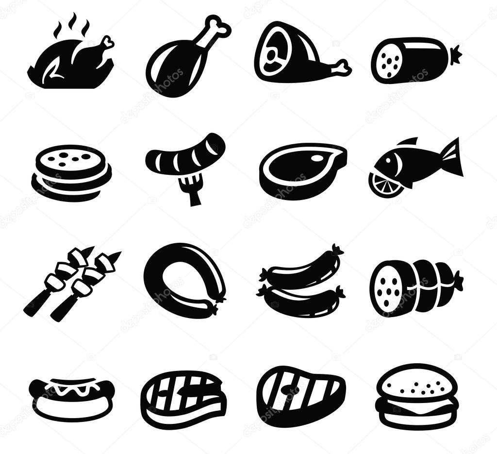 Meat and sausage icons Stock Vector Image by ©bioraven #30299431