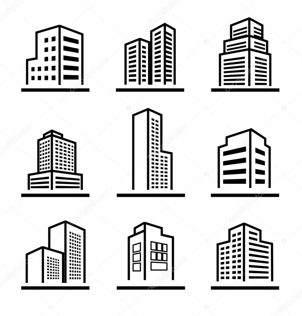 Iconos de edificios vector, gráfico vectorial © bioraven imagen #41261111