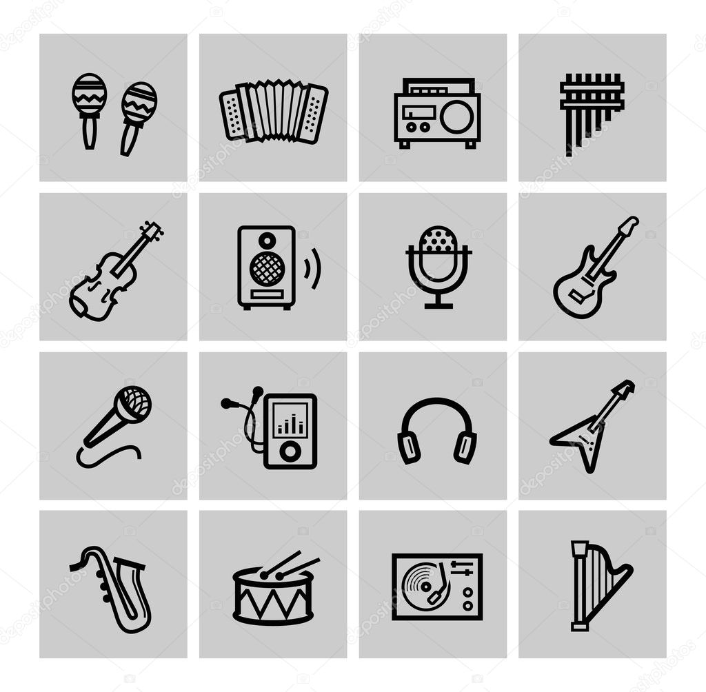 Vector black music icons set Stock Vector Image by ©bioraven #42130519
