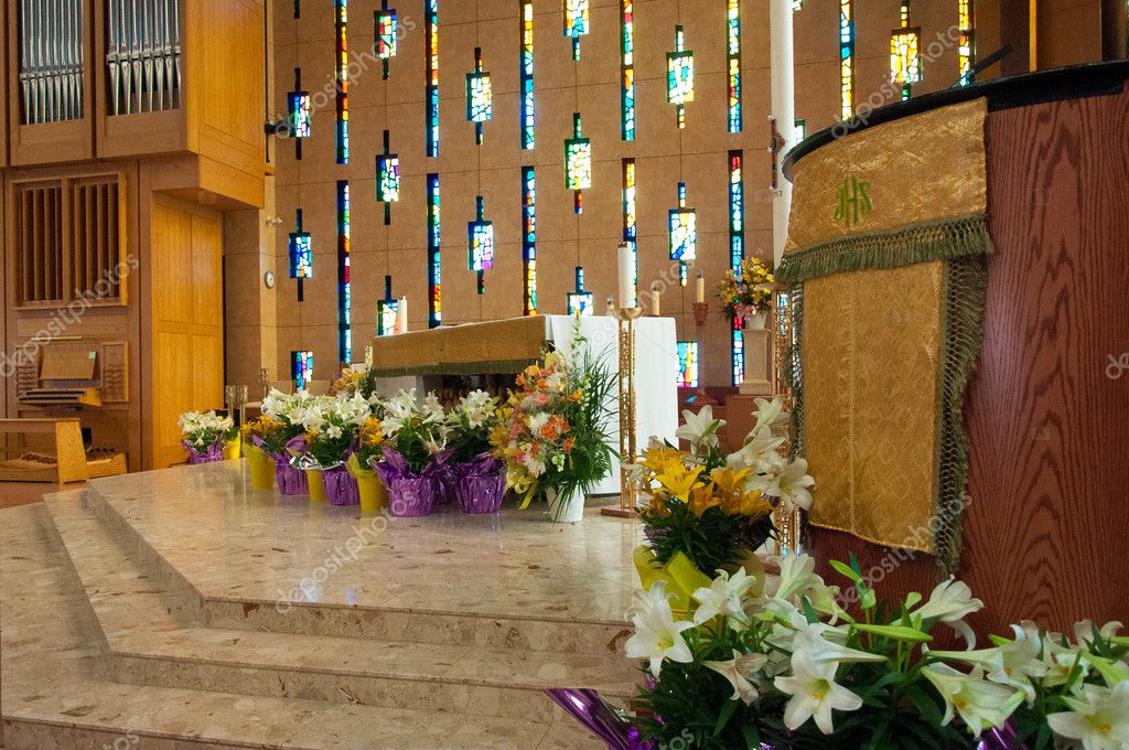Lateral View of the Front Part of a Catholic Church — Stock Photo ...