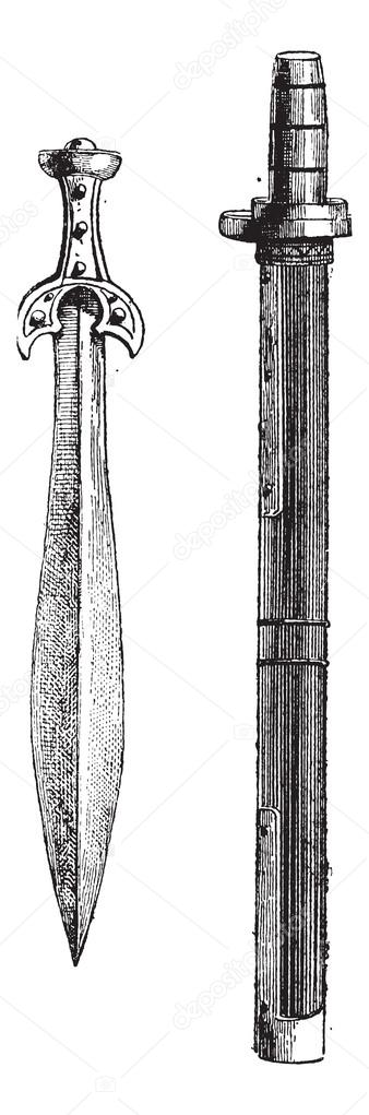 Welsh Swords, vintage engraving — Stock Vector © Morphart #13639664