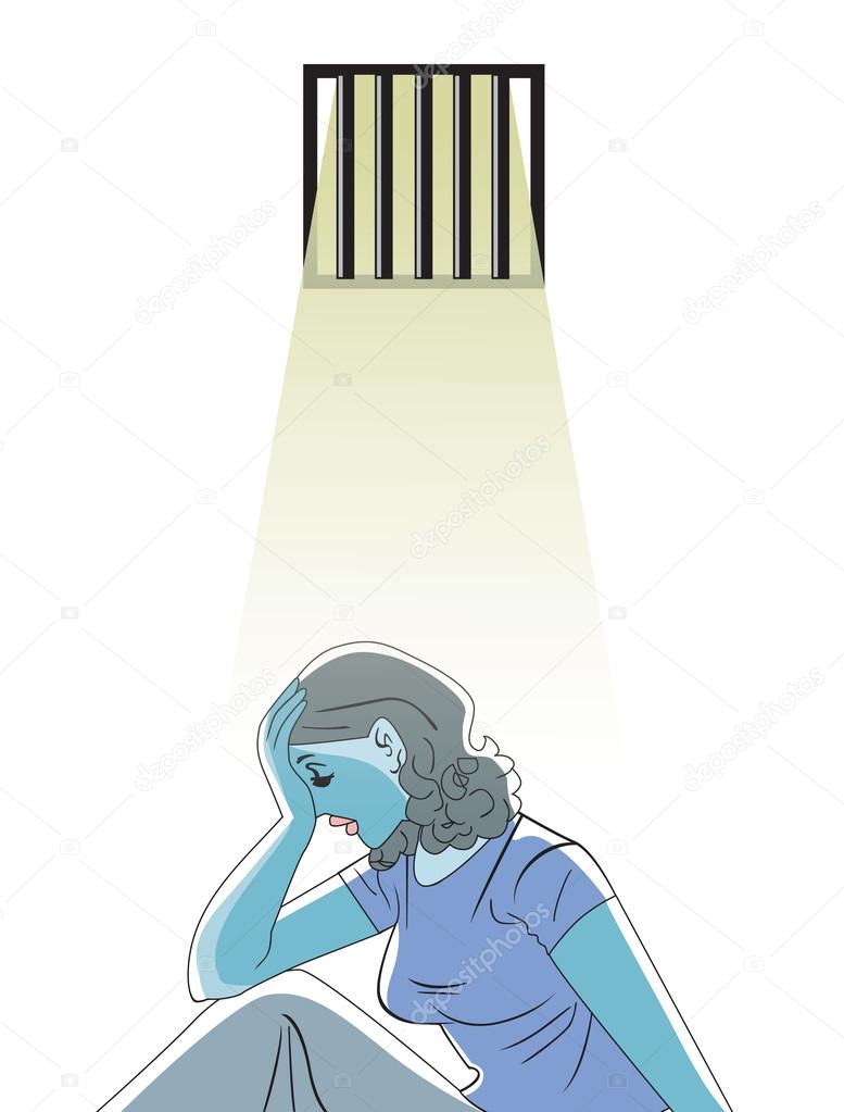 Sad woman in prison, illustration — Stock Vector © Morphart #16193483