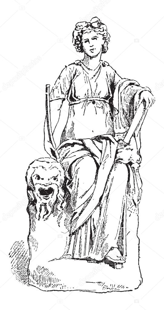 Statue of Thalia, Muse of Comedy, vintage engraving — Stock Vector ...