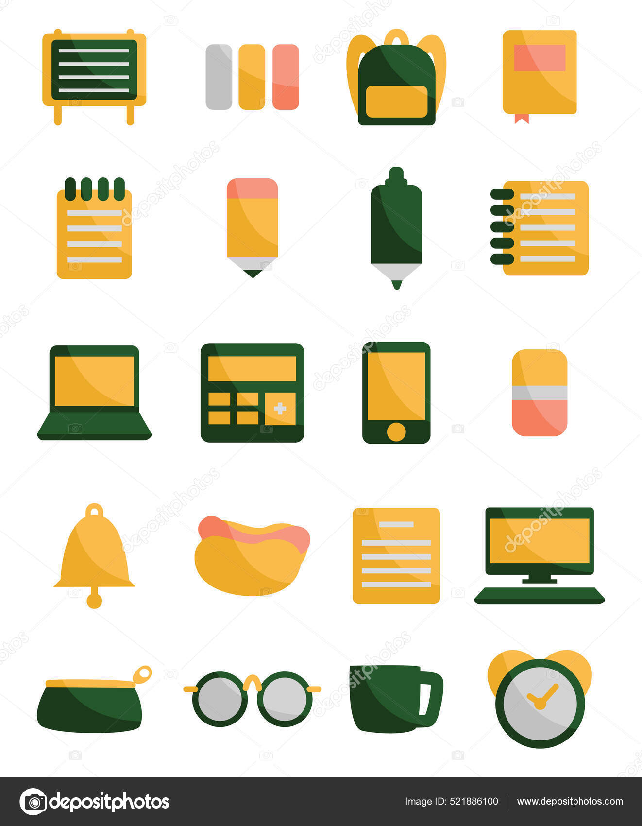 Basic School Supplies Illustration Vector White Background Stock Vector ...