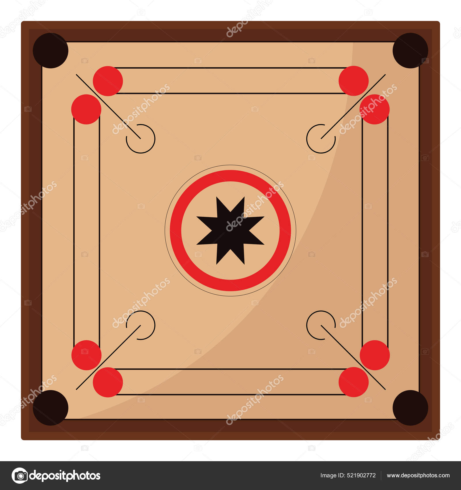 Carrom Board Game Illustration Vector White Background Stock Vector ...