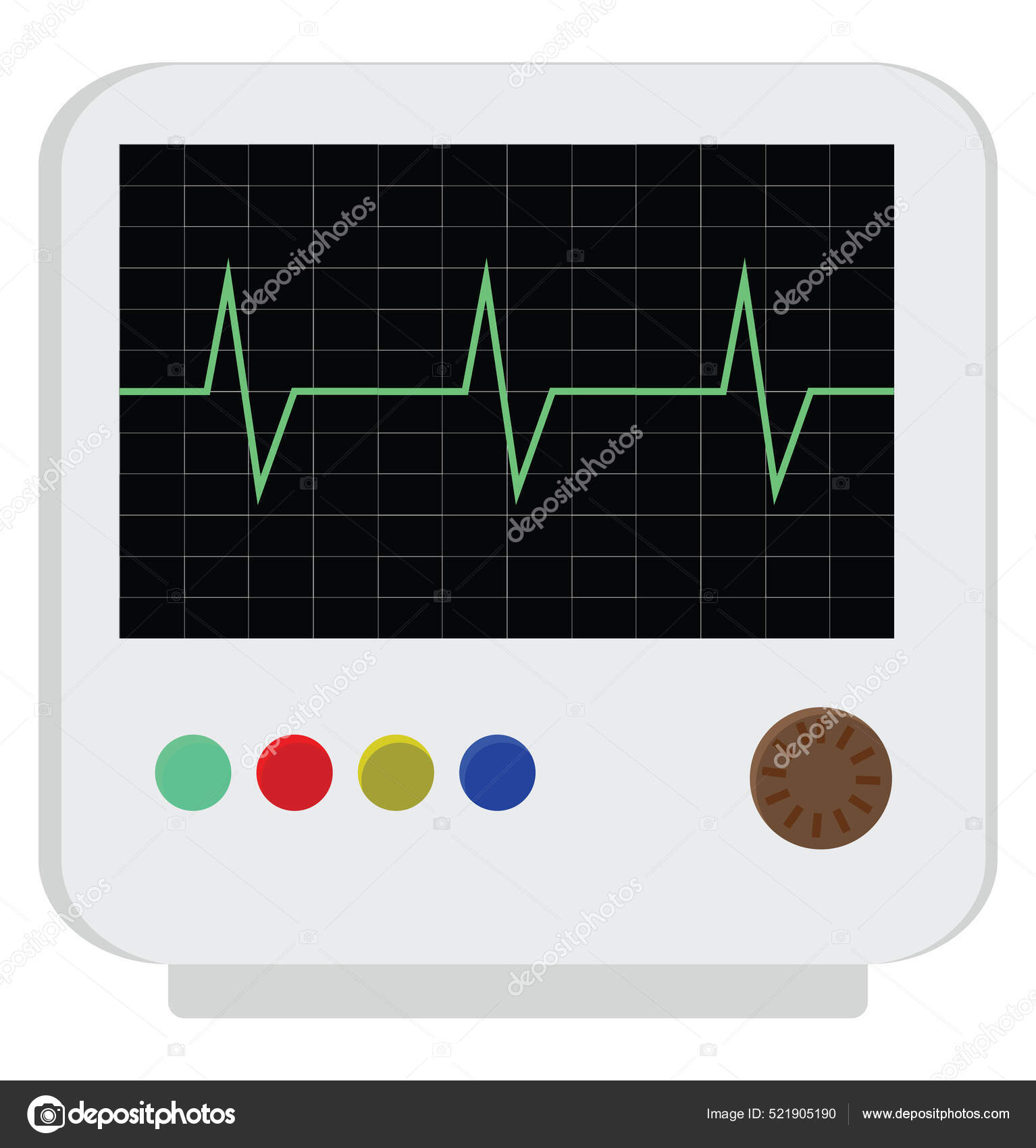 Ecg Medical Monitor Illustration Vector White Background Stock Vector ...