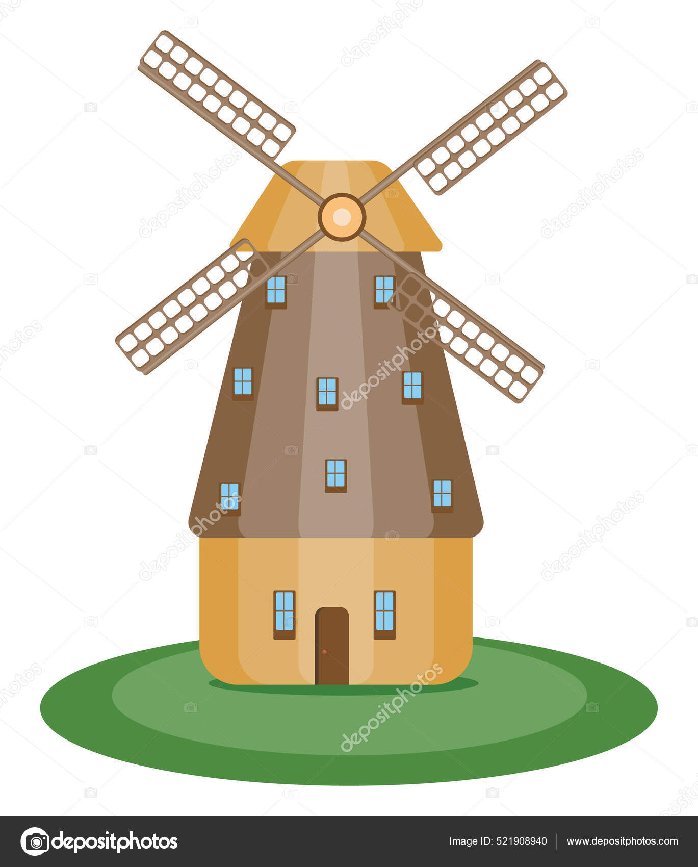 Old Windmill Illustration Vector White Background Stock Vector by ...