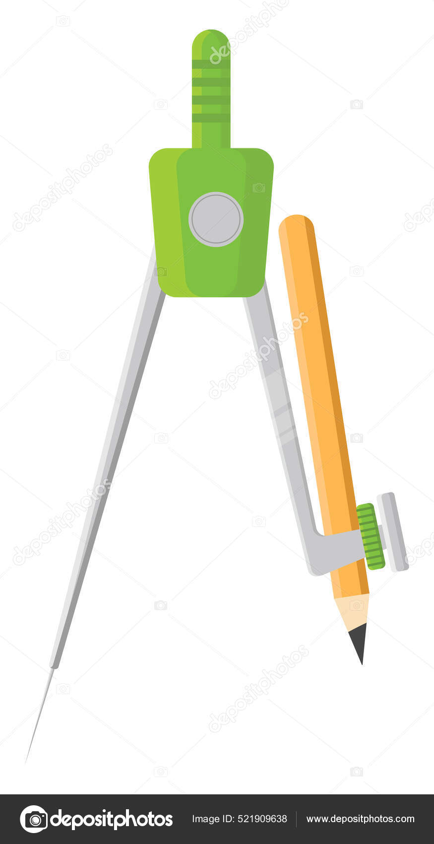 Green Drawing Compass Illustration Vector White Background Stock Vector ...