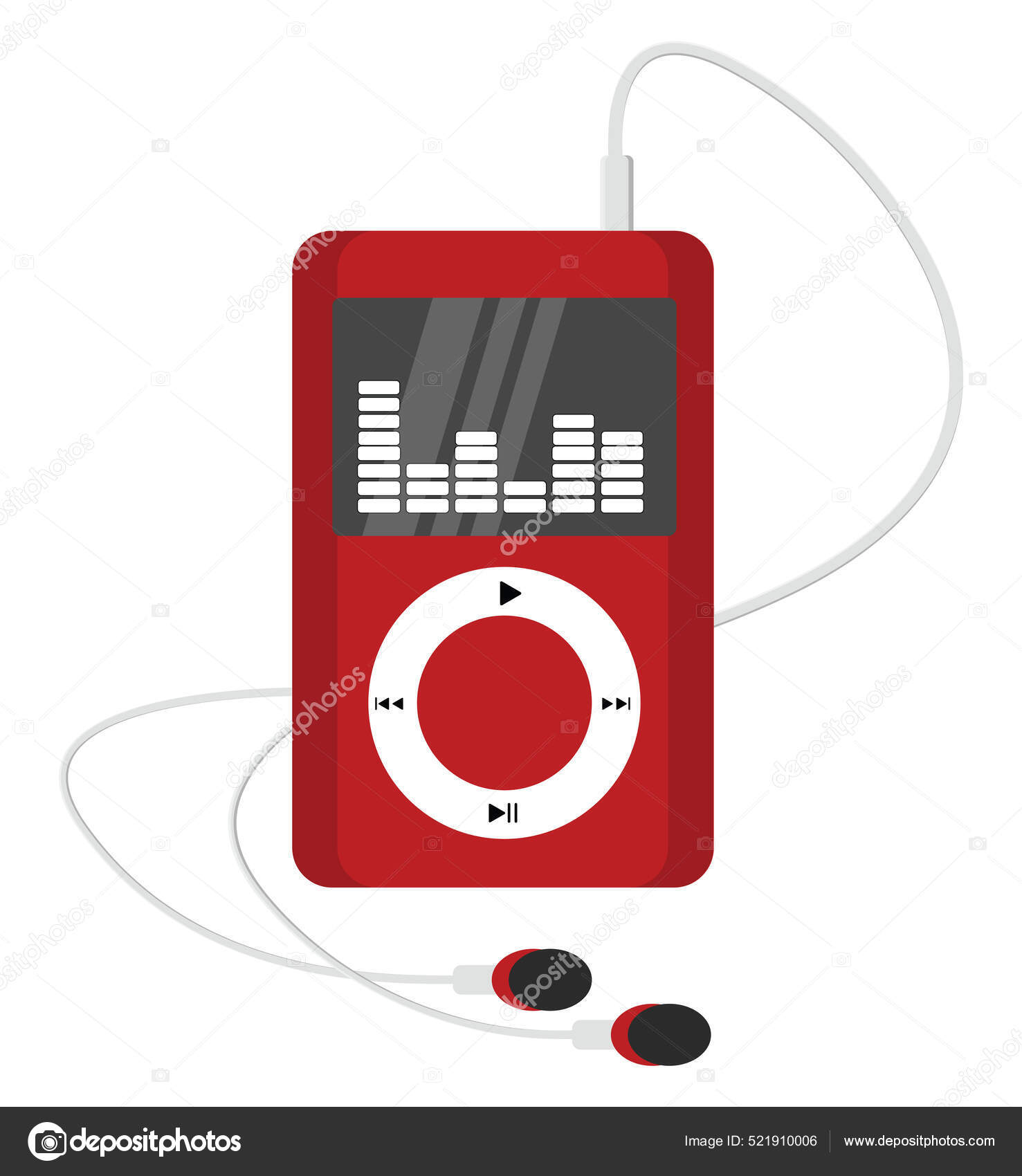 Image vectorielle Lecteur Mp3 Rouge Illustration Vecteur Sur Fond Blanc ...