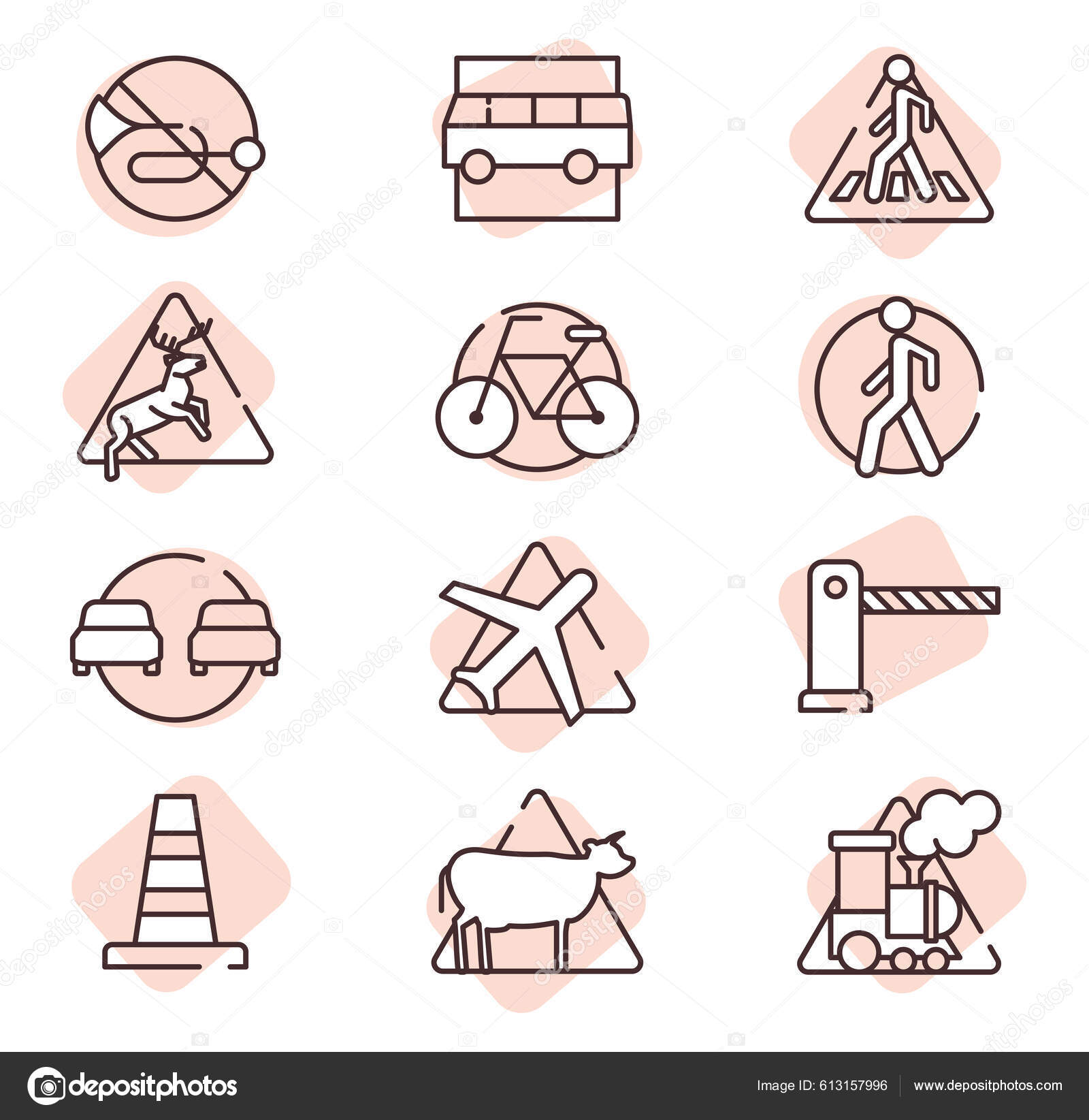 Warning Sign Icon Set Illustration Vector White Background Stock Vector ...