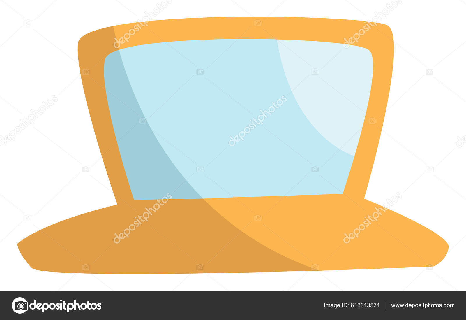 Yellow Office Laptop Illustration Vector White Background Stock Vector ...