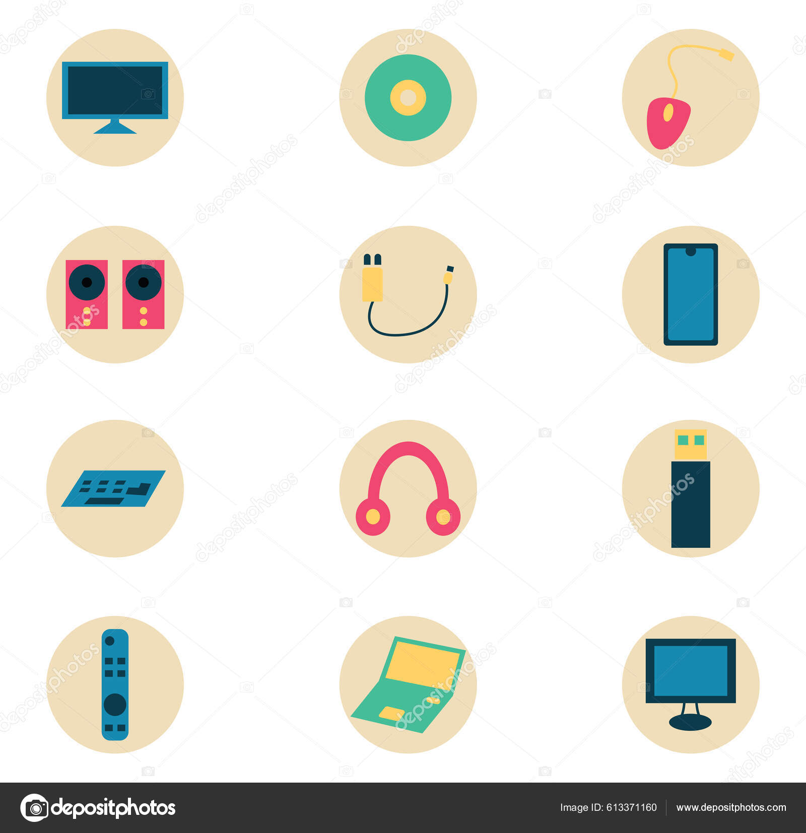 Electronic Home Devices Illustration Vector White Background Stock ...