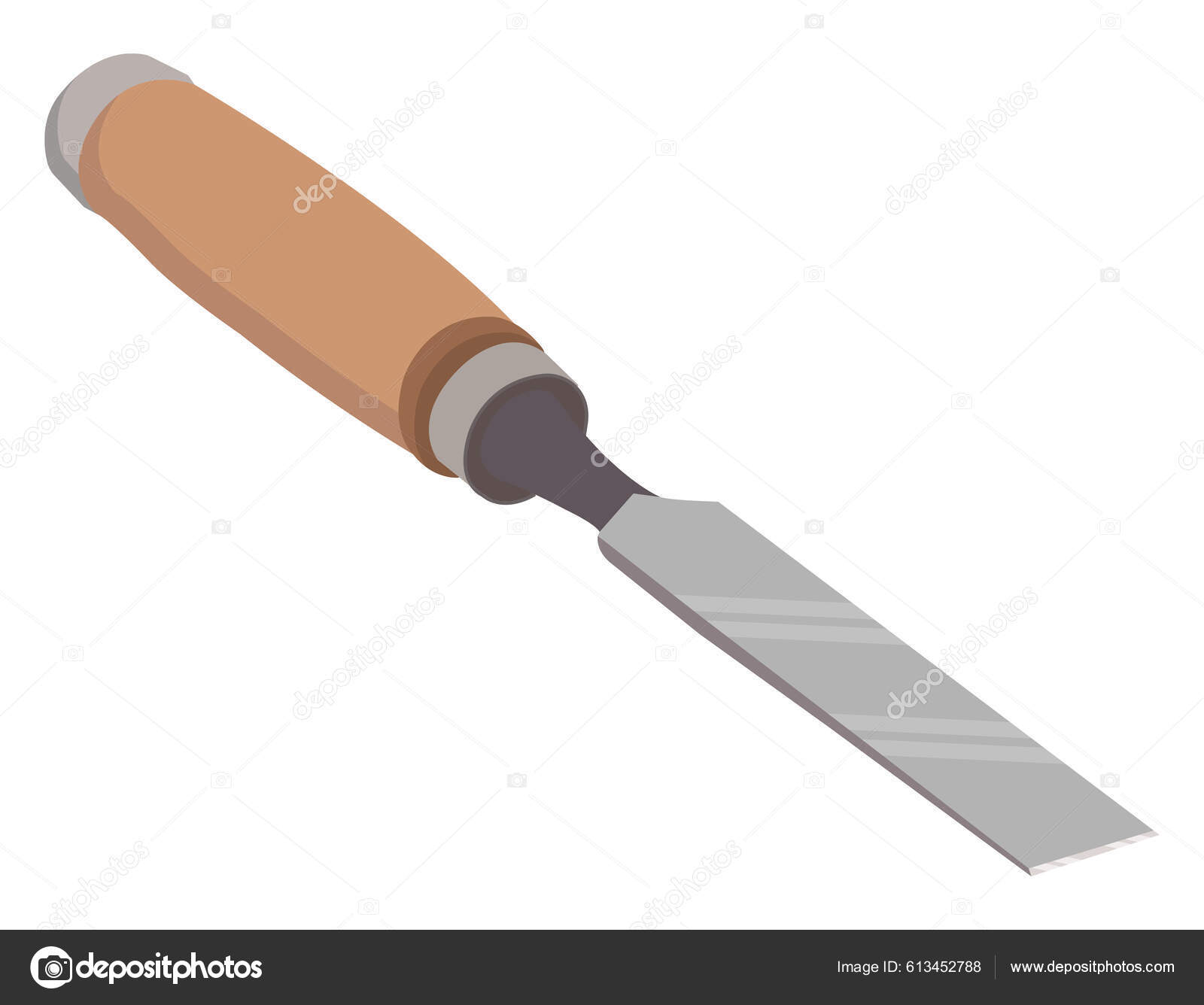 Chisel Wooden Handle Illustration Vector White Background Stock Vector ...
