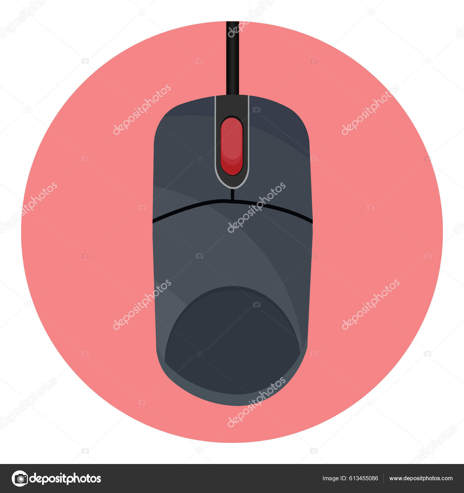 Black Computer Mouse Illustration Vector White Background Stock Vector ...