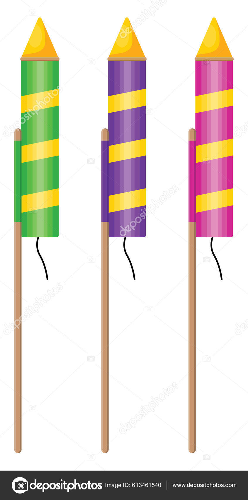 Tres Fuegos Artificiales Ilustración Vector Sobre Fondo Blanco Vector ...