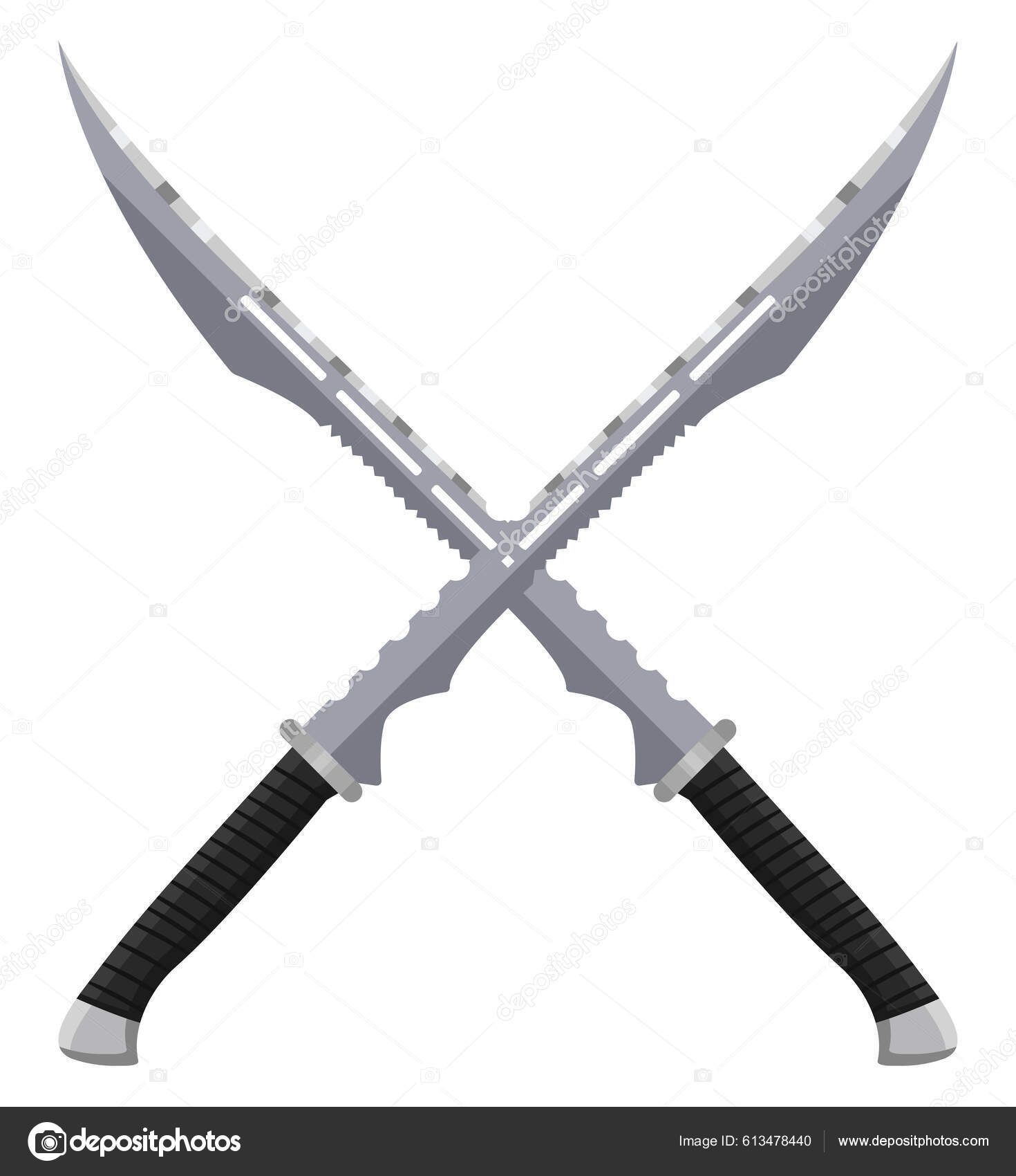 Espadas Ninja Ilustración Vector Sobre Fondo Blanco Vector de stock por ...