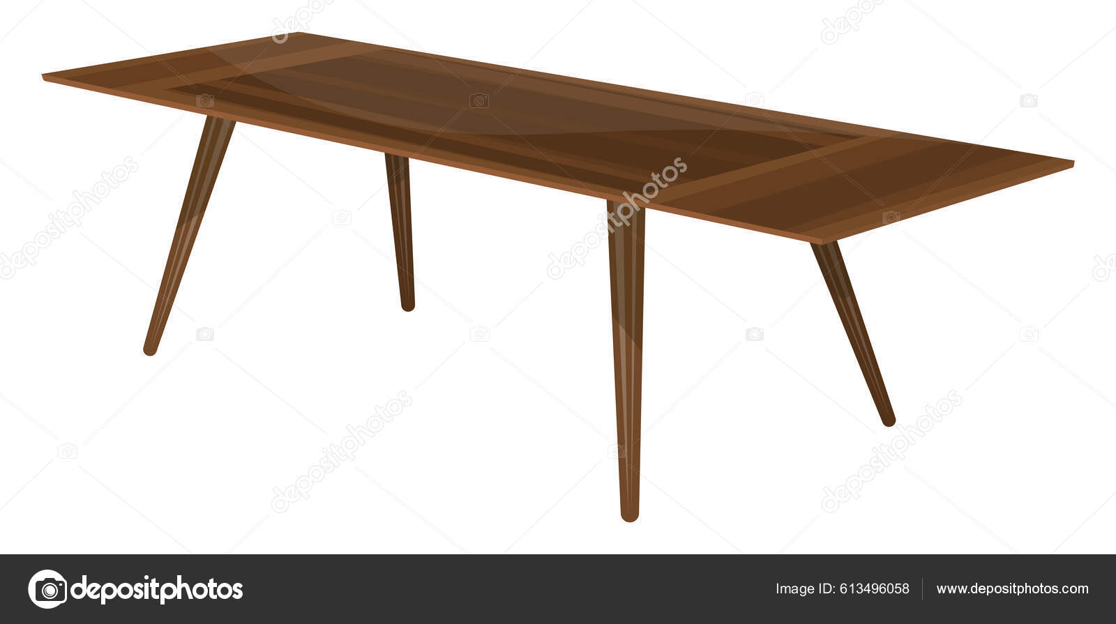 Long Dining Room Table Illustration Vector White Background Stock ...