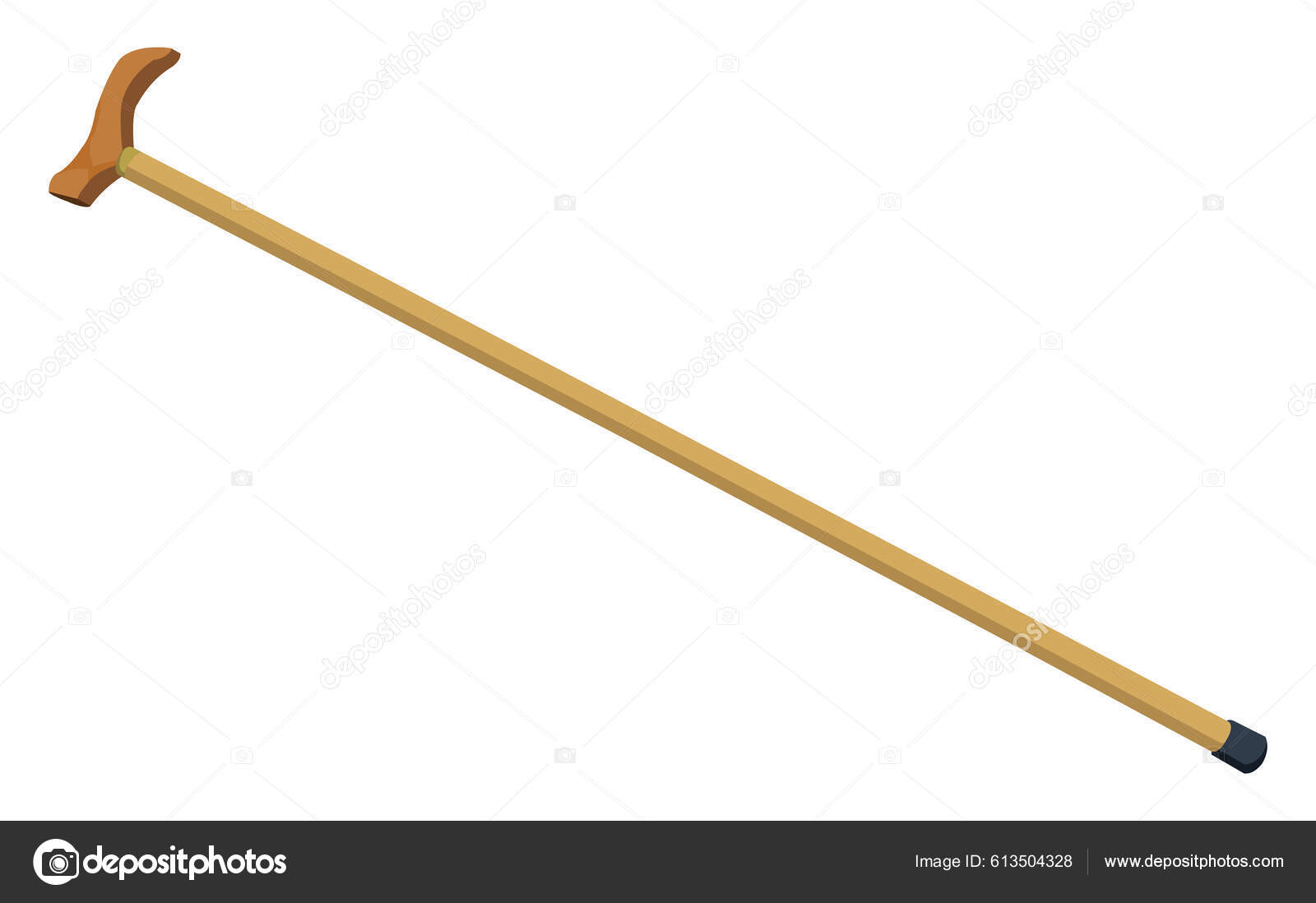 Wooden Walking Stick Illustration Vector White Background Stock Vector ...