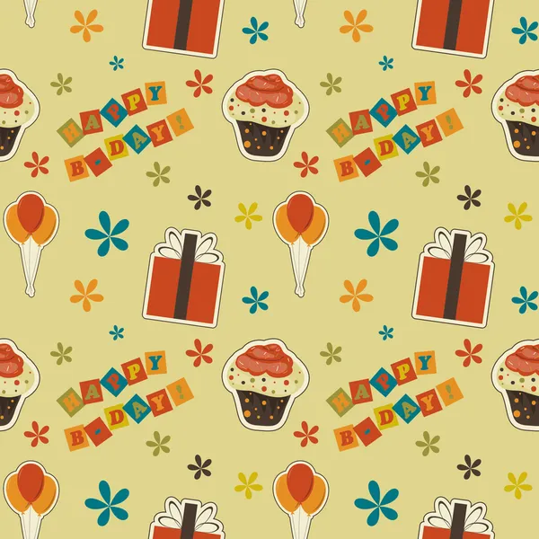 happy birthday vintage background , seamless pattern - Stock Image ...