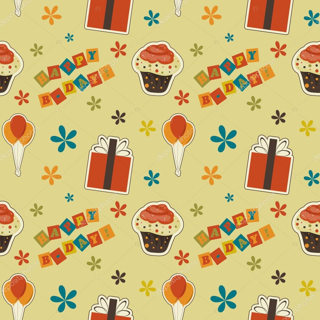 Happy birthday vintage background , seamless pattern Stock Photo by ...