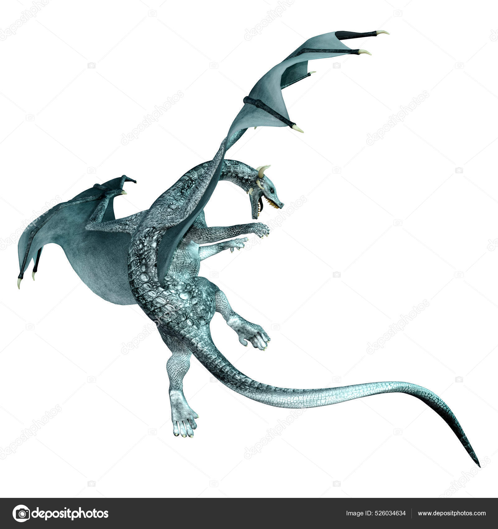 Rendering Fantasy Dragon Isolated White Background — Stock Photo ...