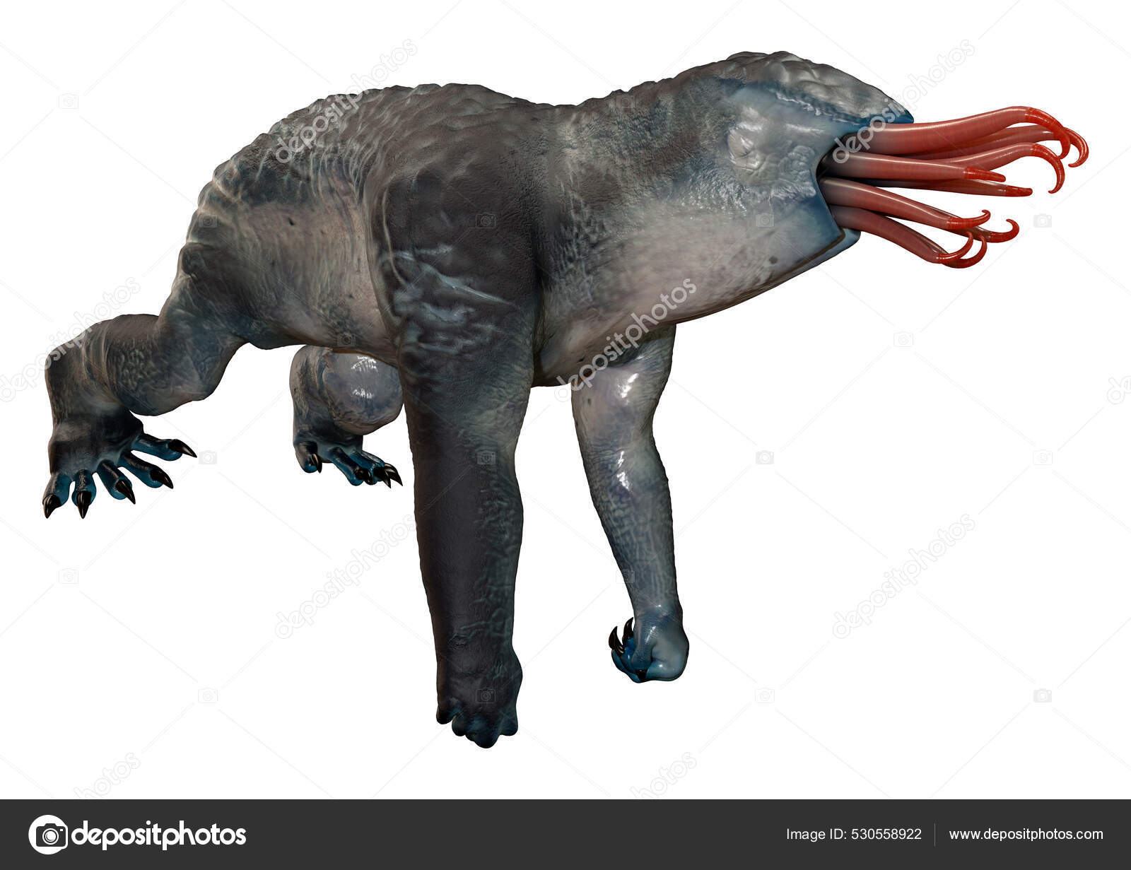 Representación Alienígena Azul Aislado Sobre Fondo Blanco — Foto de ...