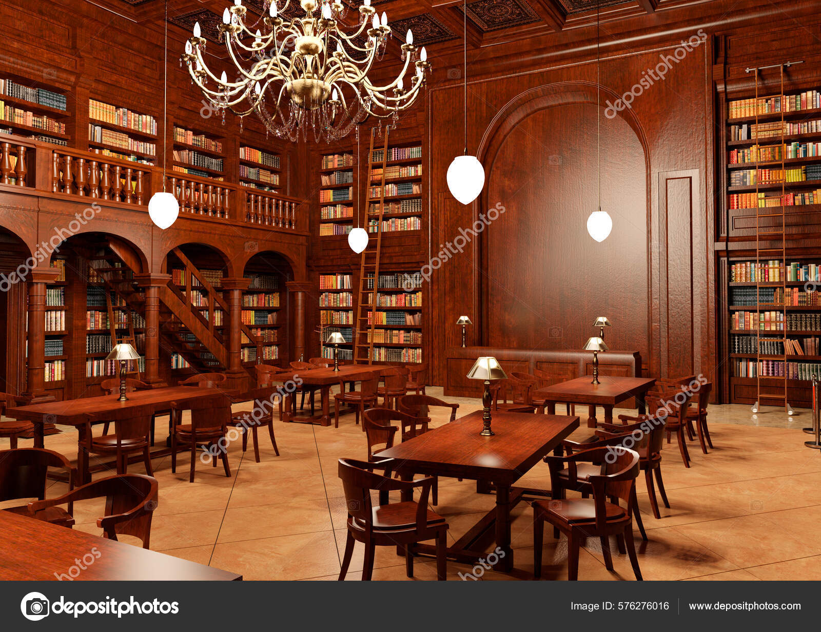 Rendering Old Library Interior — Stock Photo © PhotosVac #576276016