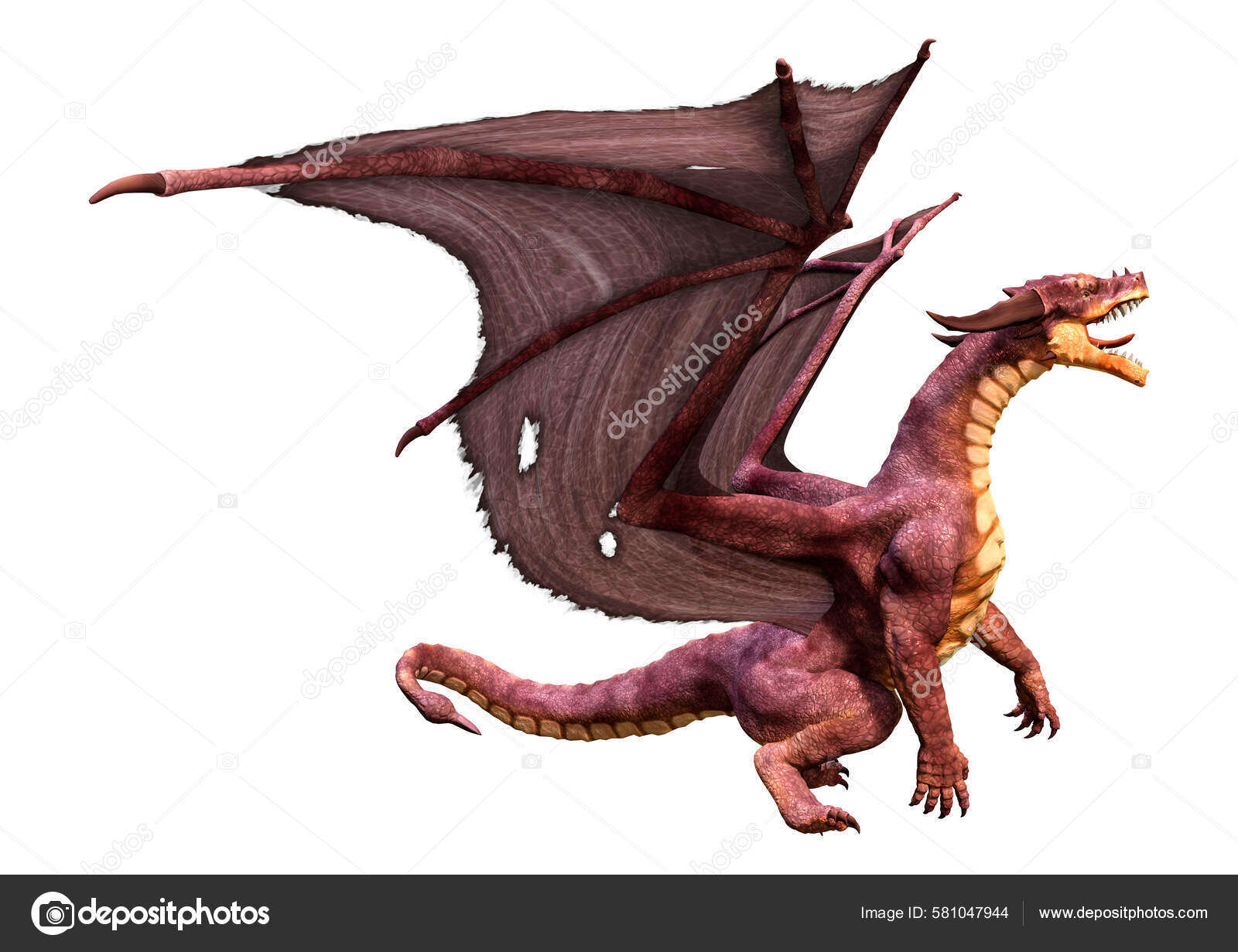 Rendering Fantasy Dragon Isolated White Background — Stock Photo ...
