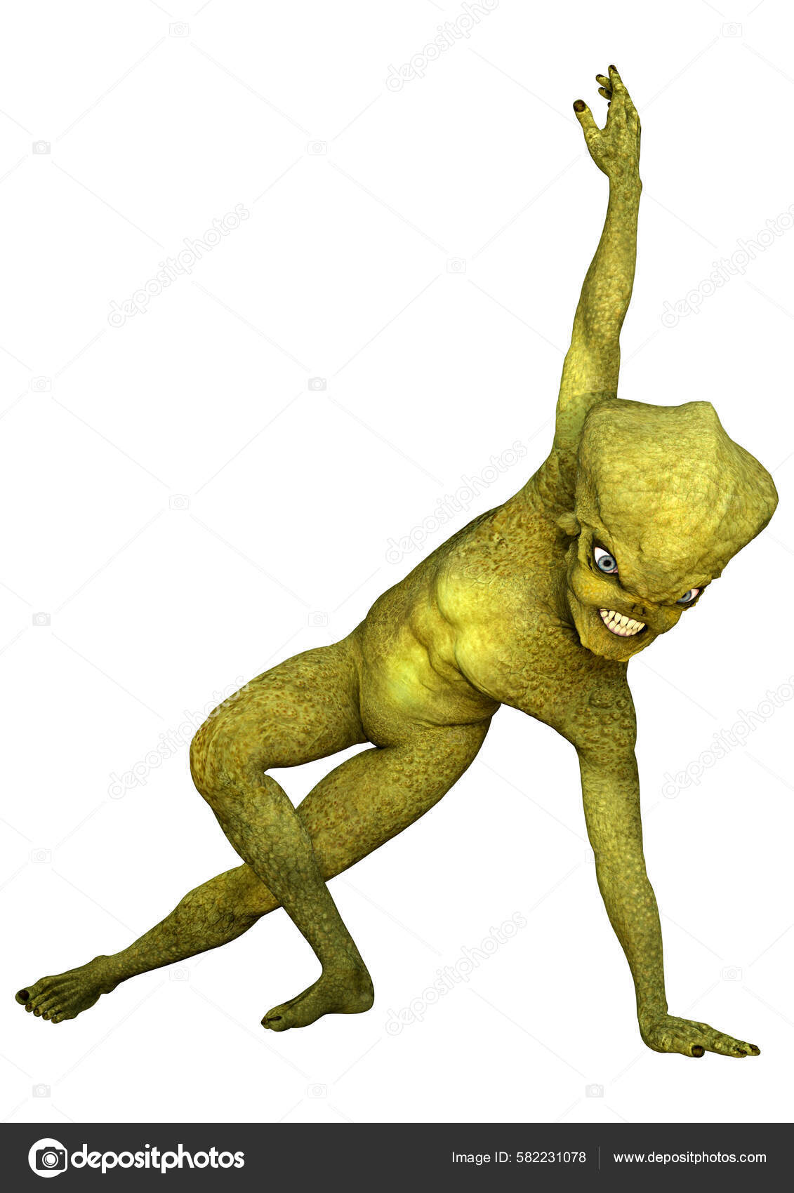 Rendering Green Alien Isolated White Background Stock Illustration by ...