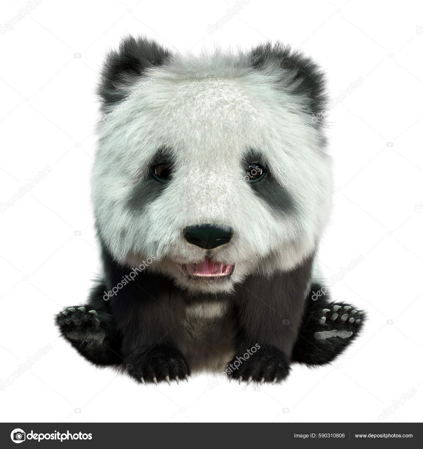 Rendering Panda Bear Isolated White Background — Stock Photo ...