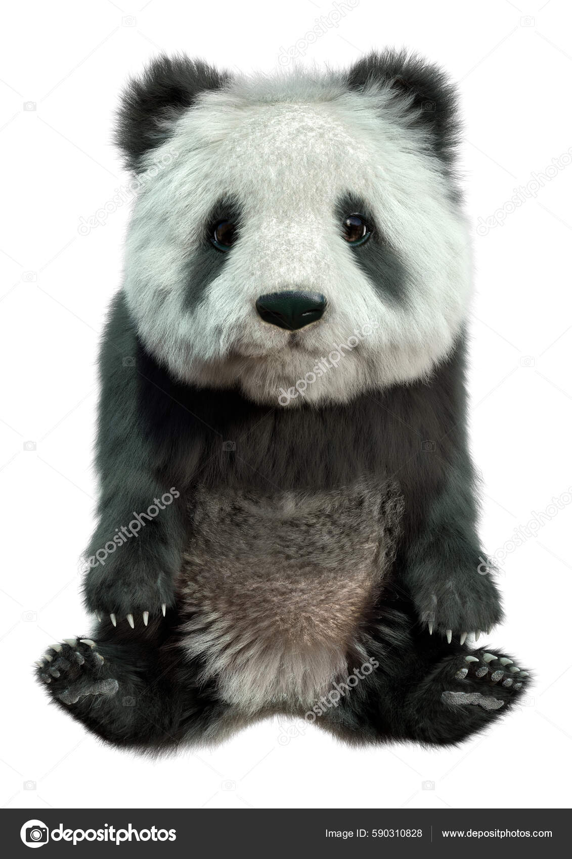 Rendering Panda Bear Isolated White Background — Stock Photo ...