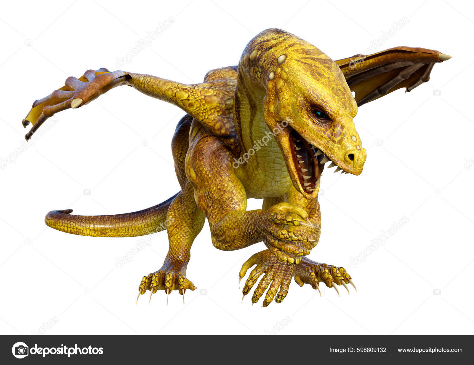 Rendering Fantasy Dragon Isolated White Background — Stock Photo ...