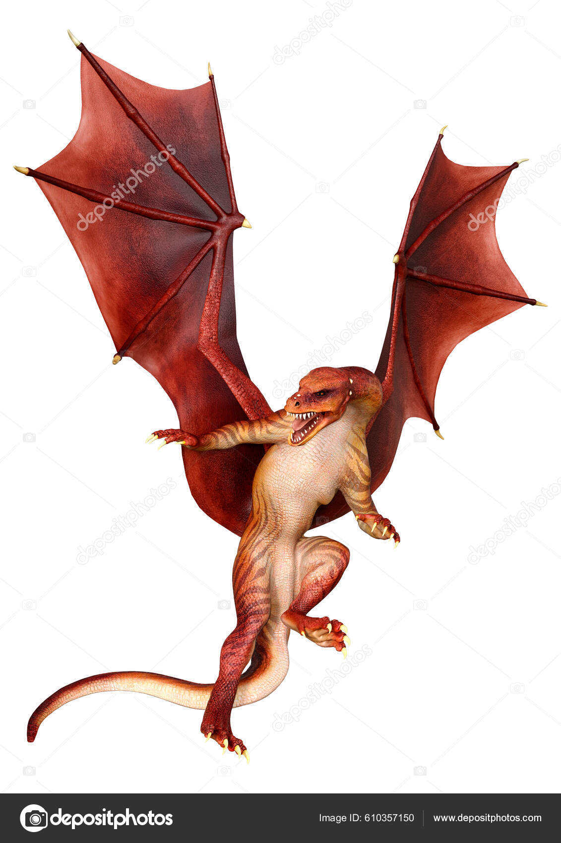Rendering Fantasy Dragon Isolated White Background — Stock Photo ...