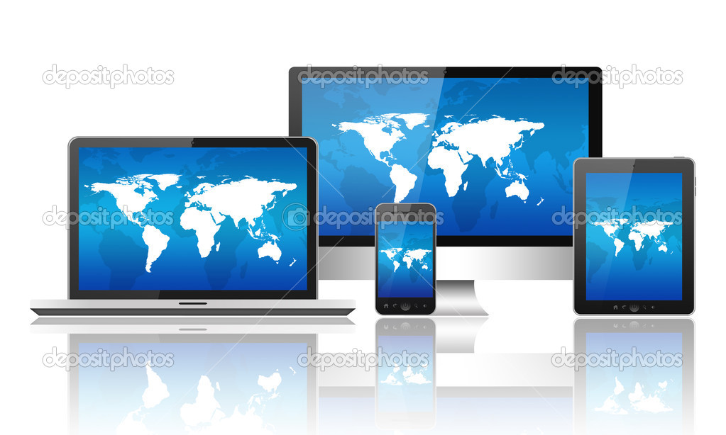 Tablet pc, telefone celular, notebook e hd tv — Fotografias de Stock ...