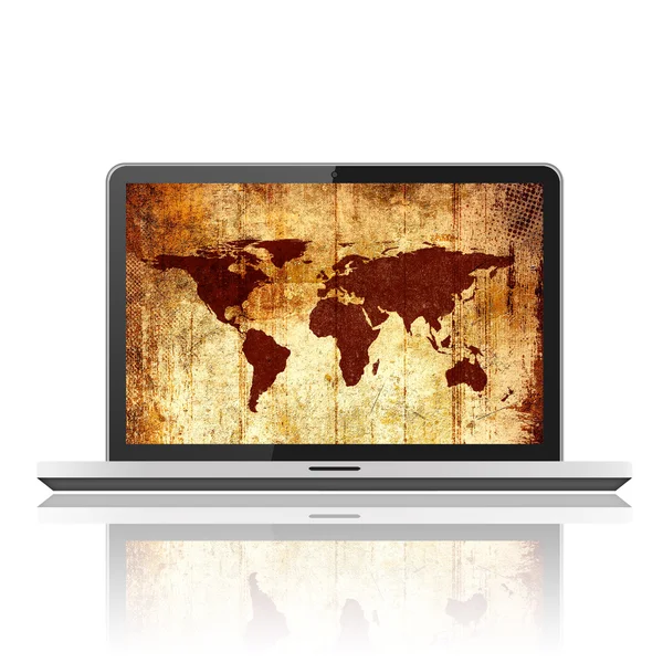 Laptop com mapa do mundo Stock Photos, Royalty Free Laptop com mapa do ...